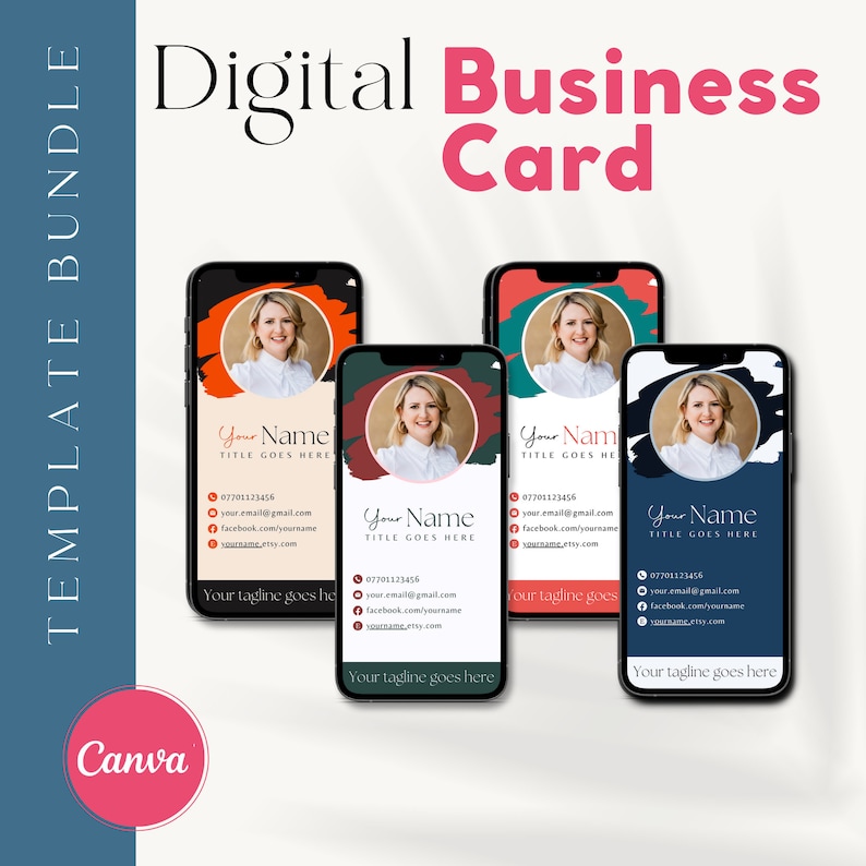 Digital Business Card Template, Canva DIY Editable Template Perfect for ...