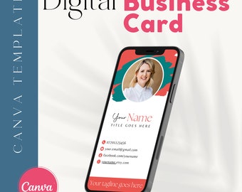 Digital Business Card Template, Canva DIY Editable Template Perfect for ...