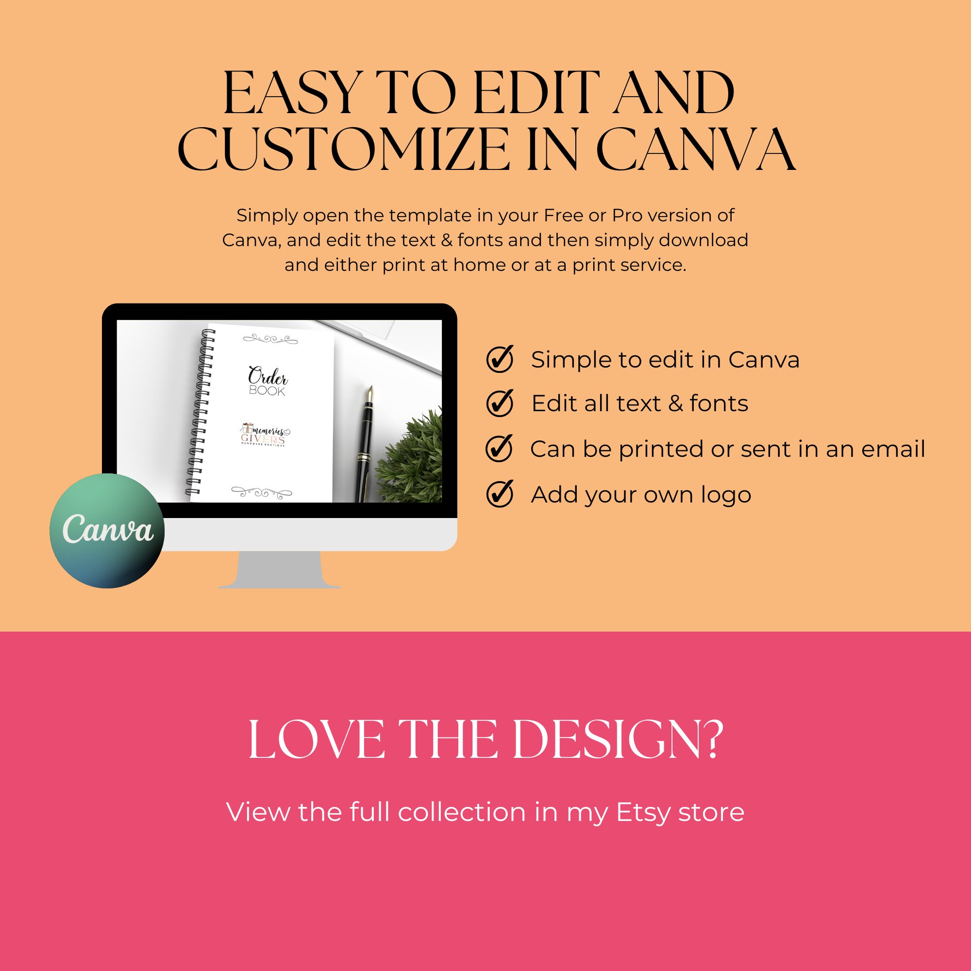 Business Order Book Template, Canva Order Book Template, A5 Notebook ...