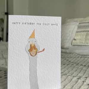 Happy Birthday You Silly Goose Watercolour Birthday Bday Card - Etsy