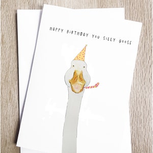 Happy Birthday You Silly Goose Watercolour Birthday Bday Card - Etsy