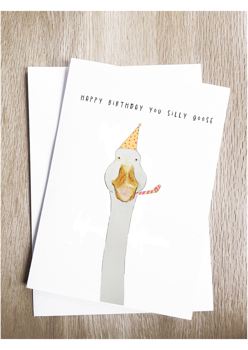 Happy Birthday You Silly Goose Watercolour Birthday Bday Card - Etsy