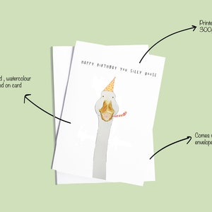 Happy Birthday You Silly Goose Watercolour Birthday Bday Card - Etsy