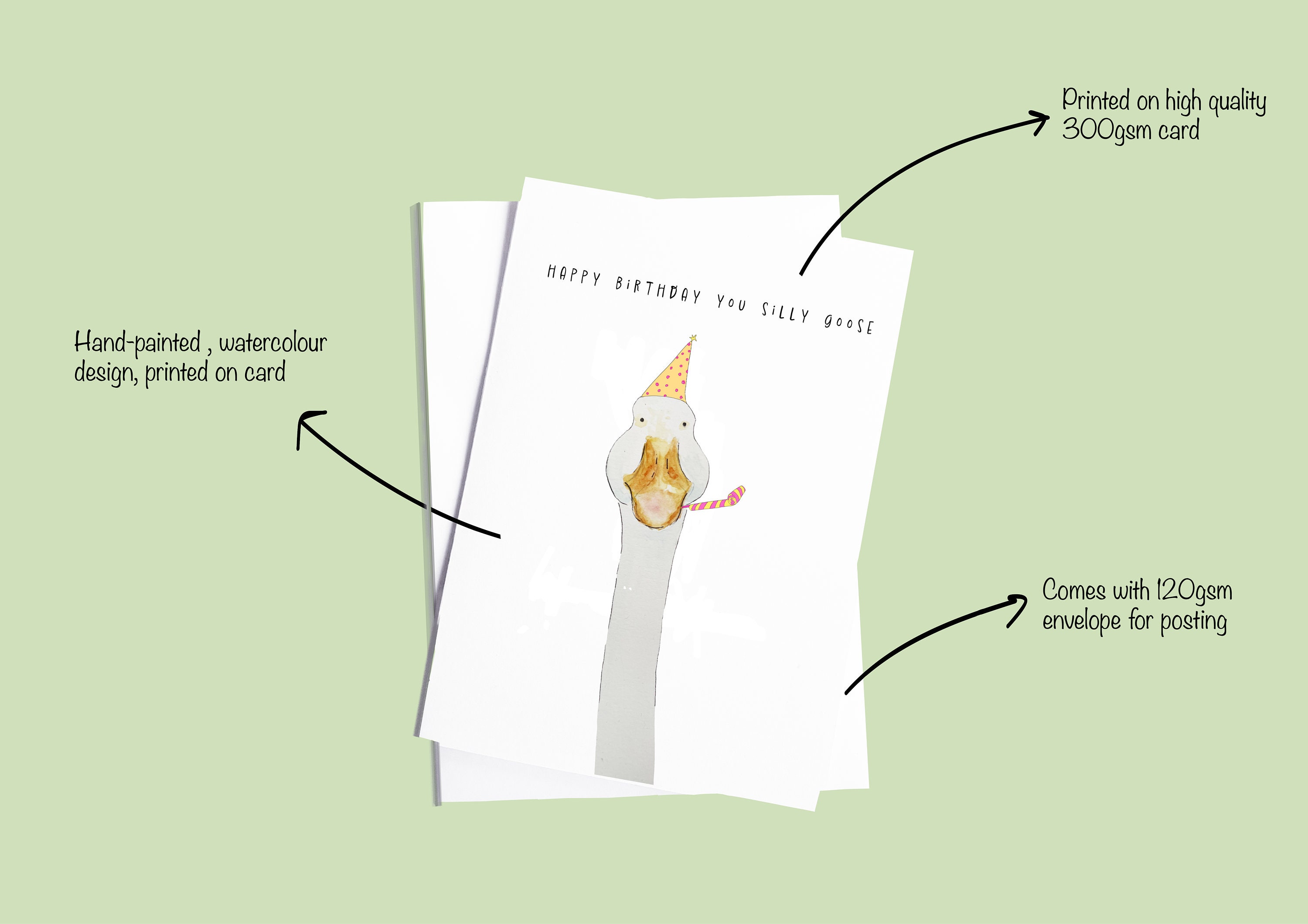 Happy Birthday You Silly Goose Watercolour Birthday Bday Card - Etsy