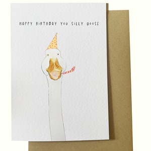 Happy Birthday You Silly Goose Watercolour Birthday Bday Card - Etsy
