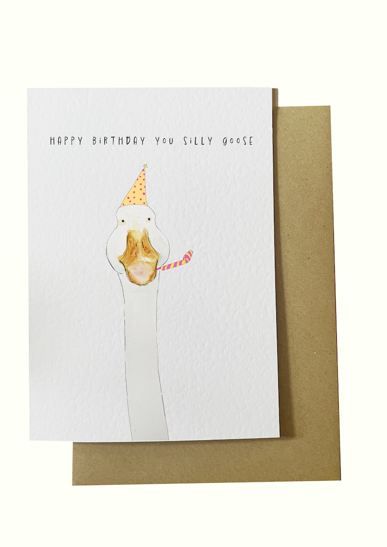Happy Birthday You Silly Goose Watercolour Birthday Bday Card - Etsy
