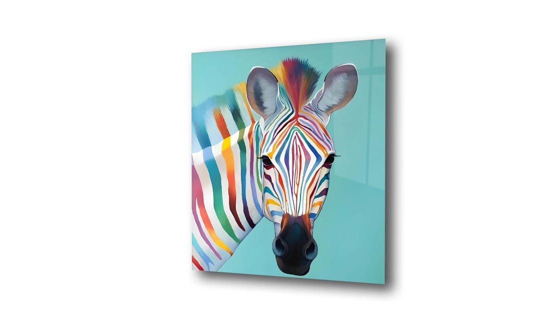 Colorful Zebra Glass Wall Art Glass Wall Decor Tempered Glass Home ...