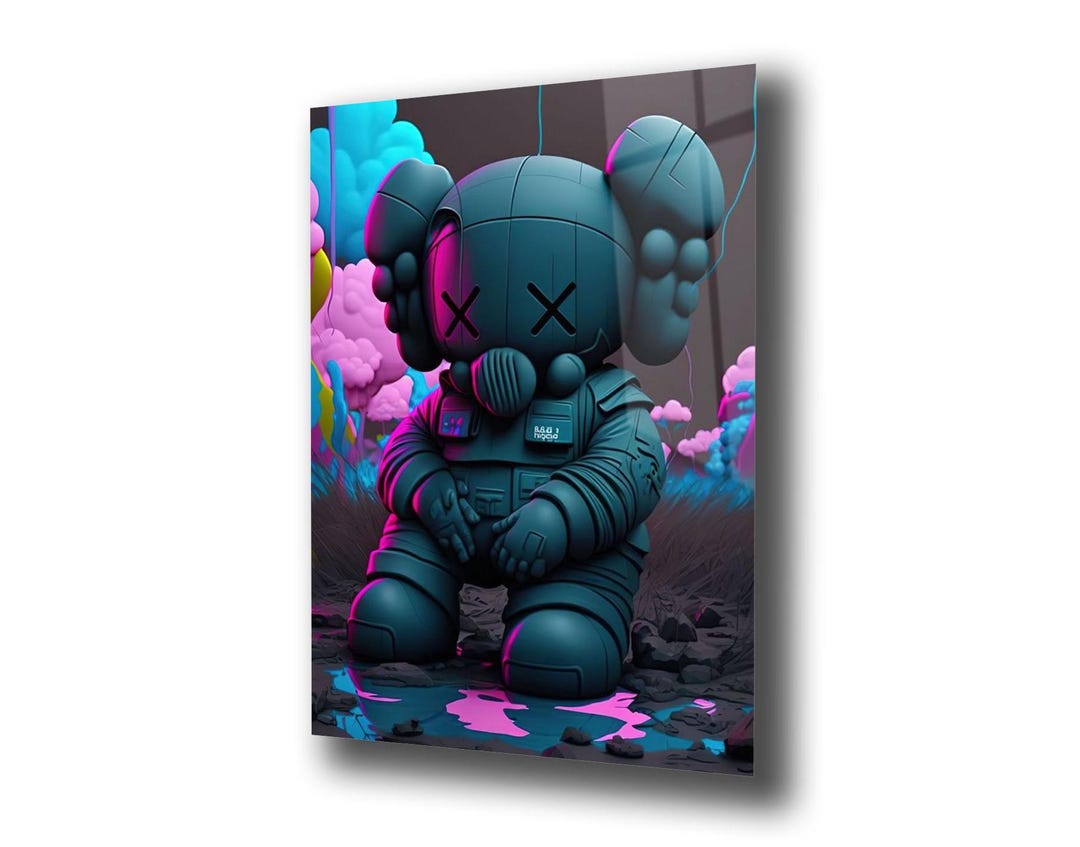 Sad Kaws Glass Wall Art Glass Wall Decor Tempered Glass Printing Wall ...