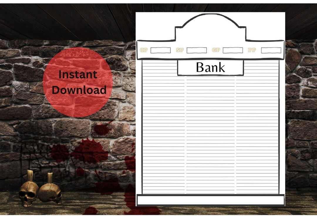 Digital Download - Bank Inventory - DND - Etsy