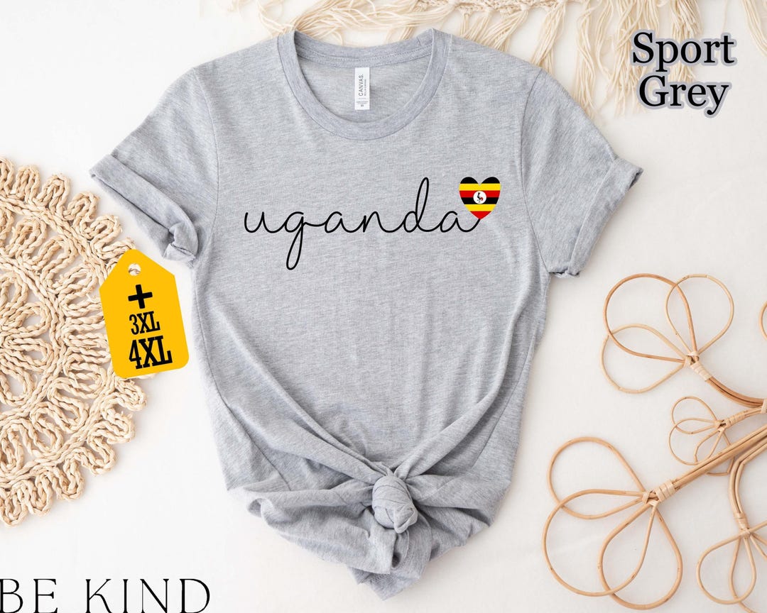 Uganda Shirt With Flag Heart, Minimalist Country Tee, African Pride ...