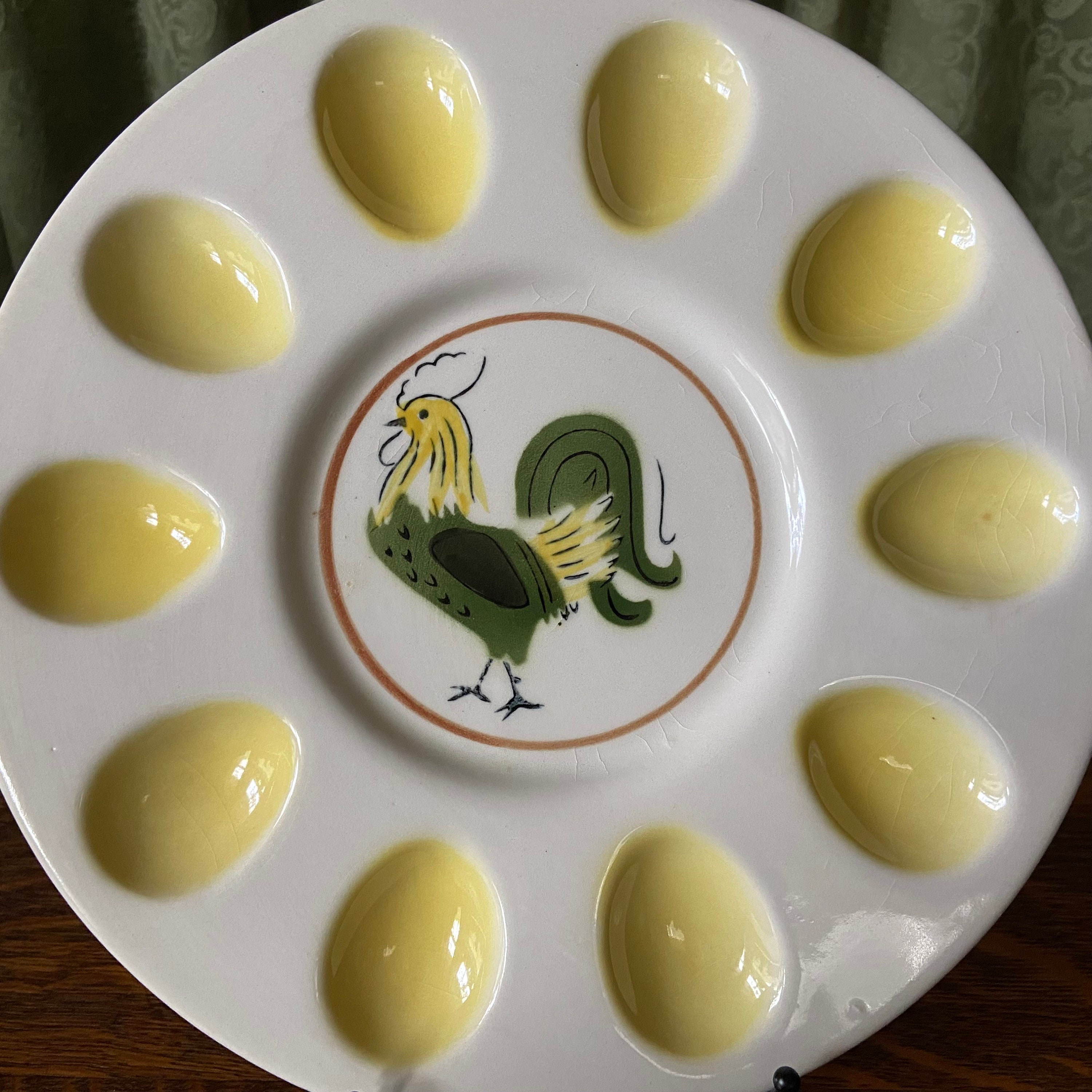 Vintage Mid-century Deviled Egg Dish, Americana Arts & Crafts Style ...
