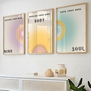 Positive Aura Posters Set of 3 Gradient Print Spiritual Art - Etsy