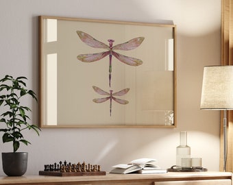 Dragonfly Digital Art, Dragonfly Print, Vintage Printable Wall Art ...