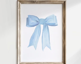 Blue Bow Print Preppy Art Bow Painting Preppy Dorm Prints Aesthetic ...