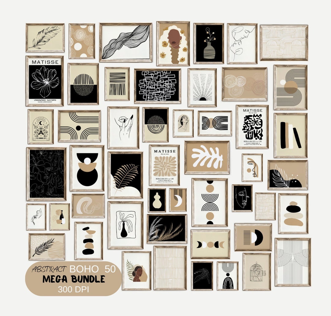 50 MEGA BUNDLE Printable Wall Art, Boho Art Decor, Boho Chic Print ...