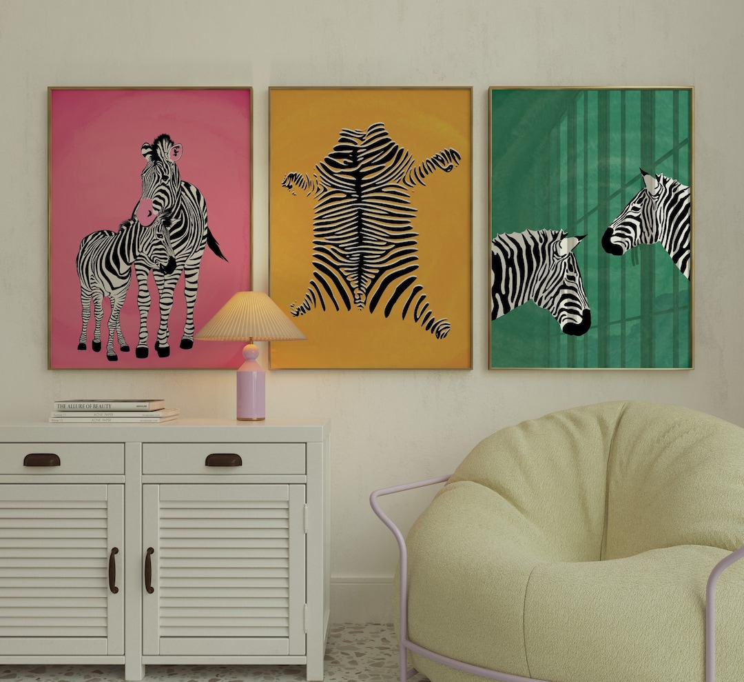 Zebra Print, Wall Art Set, Zebra Drawing Download, Zebra Wall Decor ...