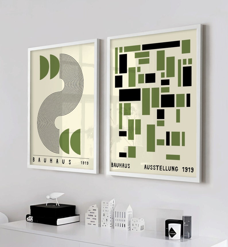 Bauhaus Printable Poster Set of 2 Mid Century Modern Print - Etsy