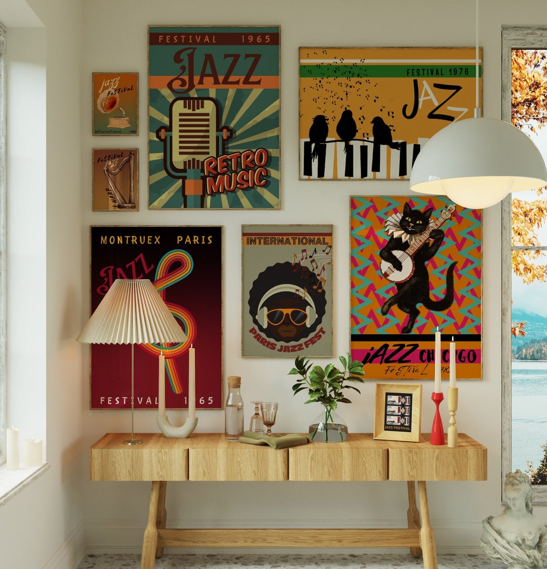 Jazz Festival Printable Wall Art Set of 8, Modern Art Print, Music Wall ...