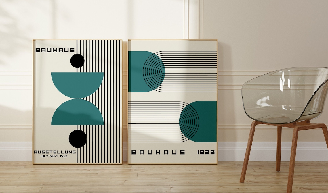 Bauhaus Printable Poster Set of 2 Mid Century Modern Print - Etsy