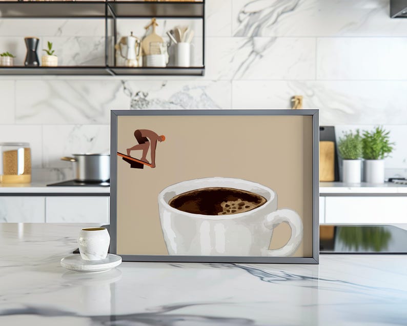 Coffee Diver Art Print: Modern Kitchen Decor (digital Download) - Etsy