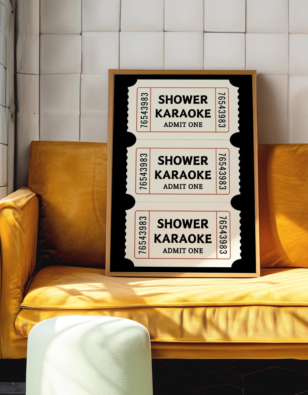 Shower Karaoke Ticket Print Bathroom Retro Black Aesthetic Shower ...