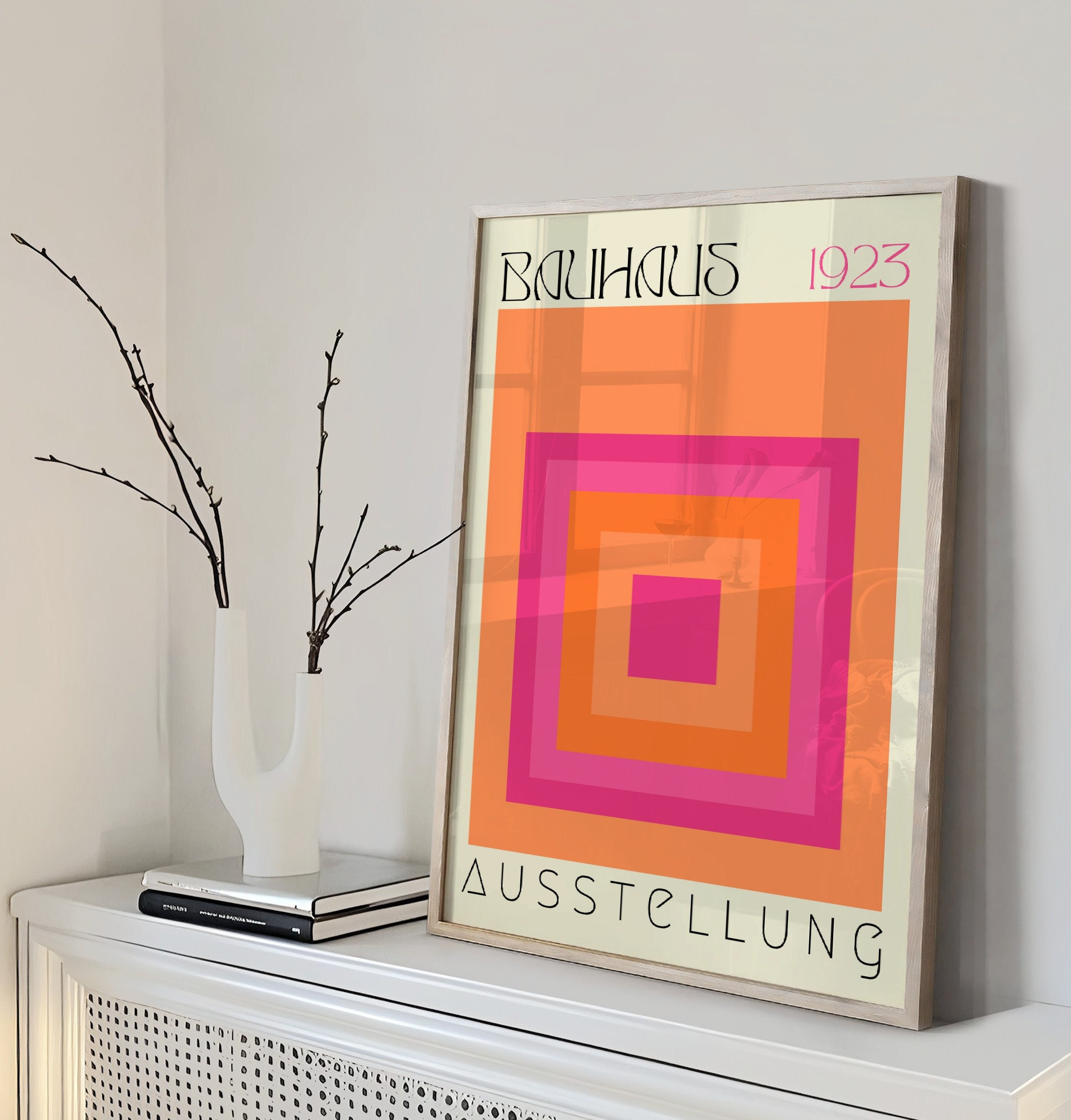 Bauhaus Wall Art Printable Set of 2,bauhaus Exhibition Poster,pink ...
