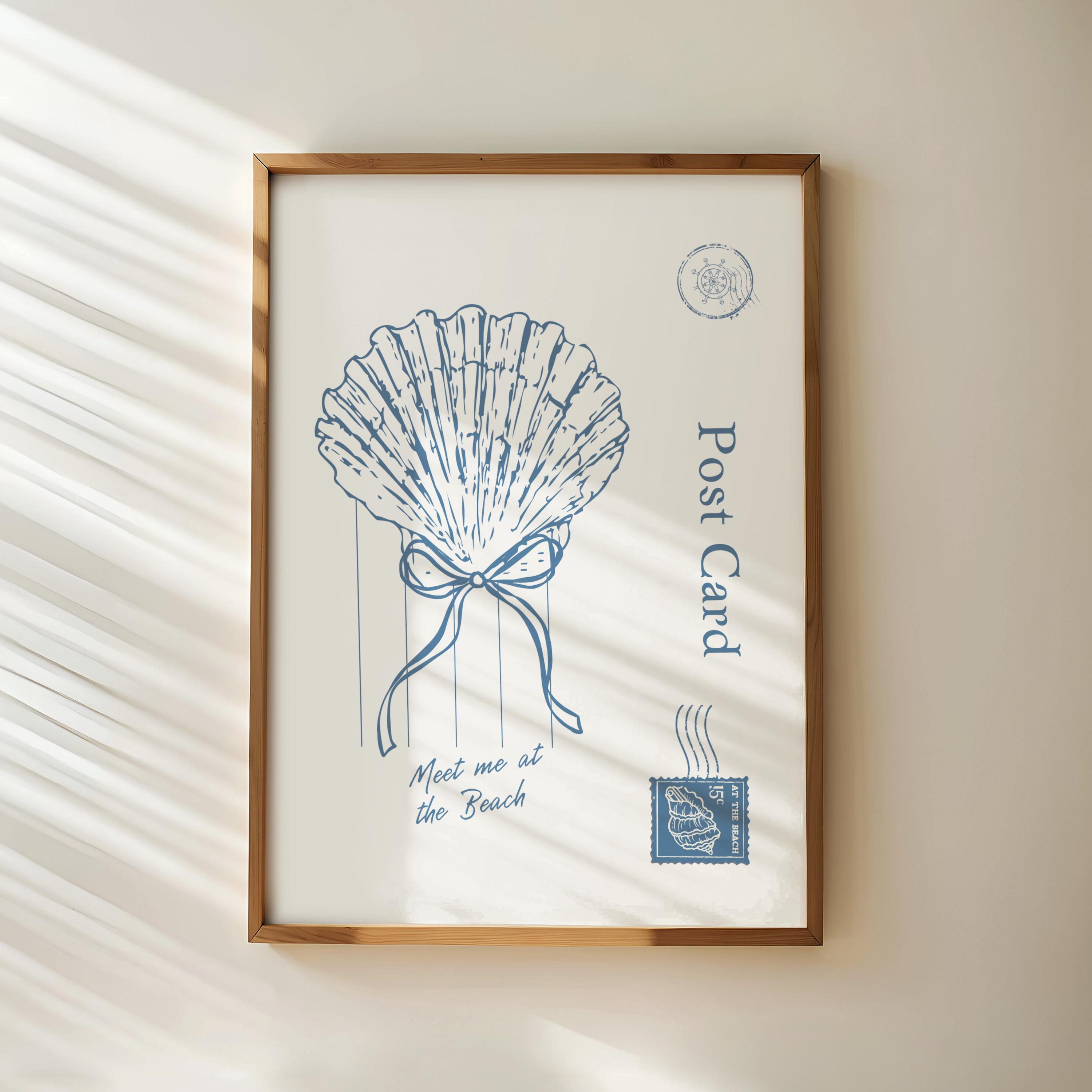 Seashells Coastal Art Print: Preppy Beach House Decor (digital Download ...