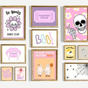 Pastel Halloween Decor Set of 20 Prints , Cute Halloween Art Modern ...
