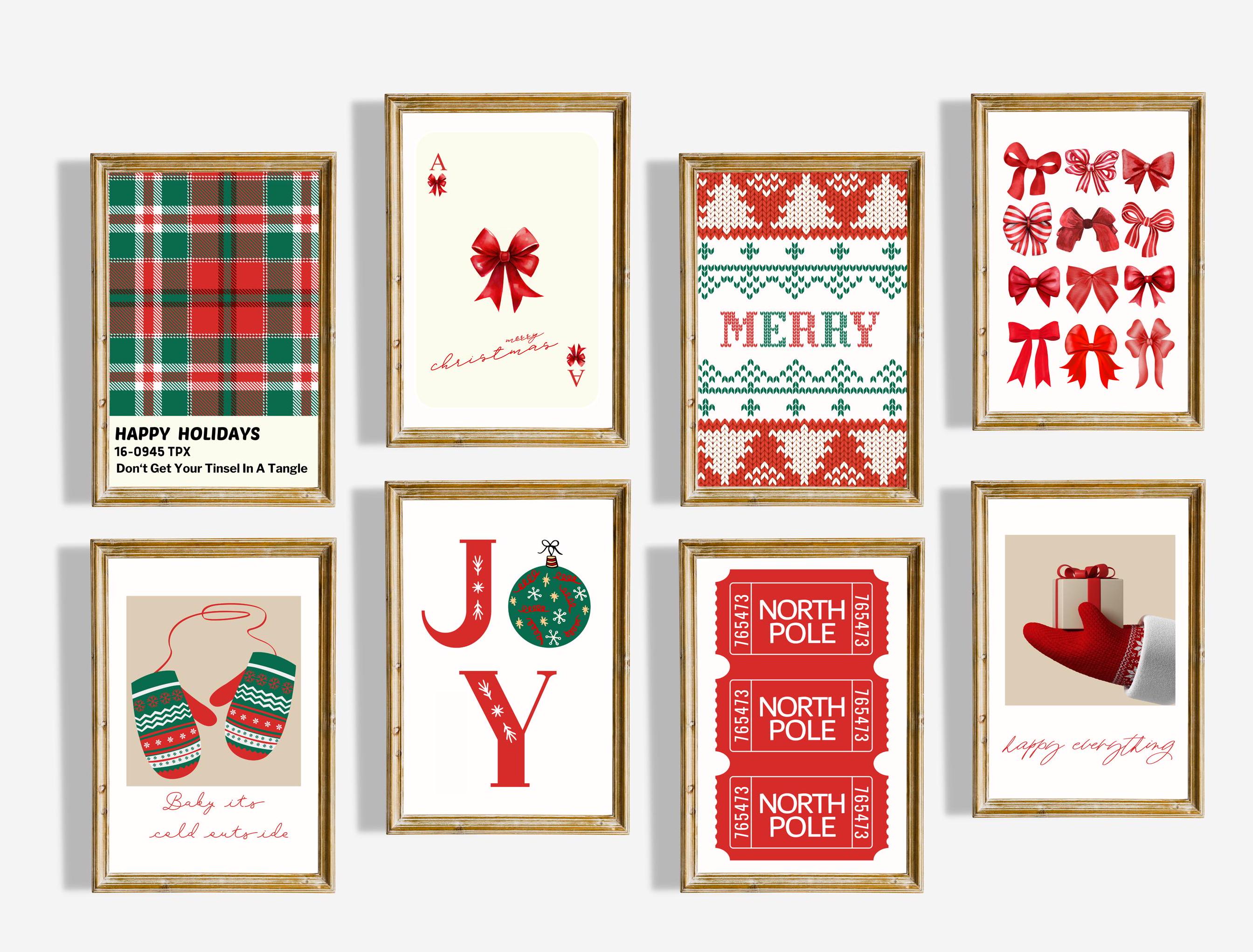Christmas Prints Set: Holiday Wall Art Decor (digital Download) - Etsy