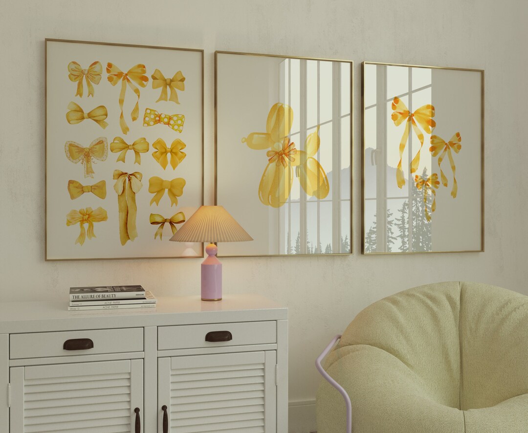Trendy Bows Wall Art Set of 3, College Room Decor,trendy Coquette Bow ...