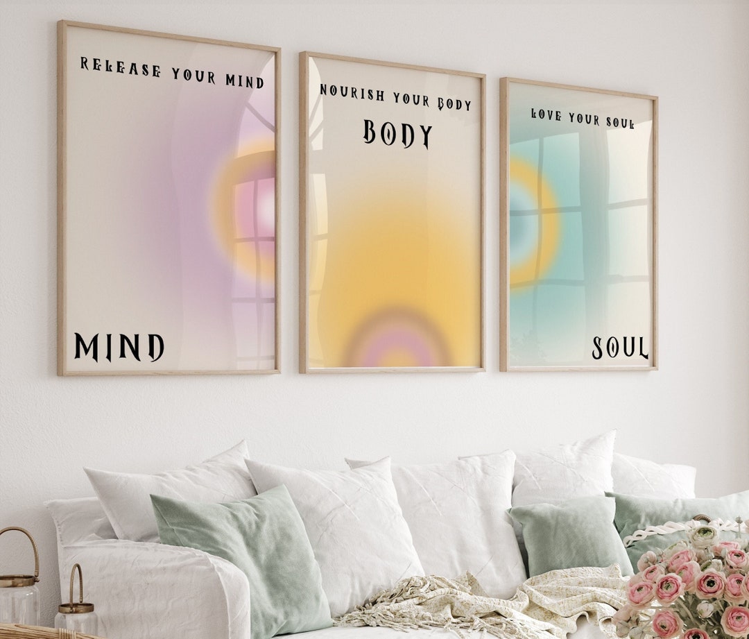 Positive Aura Posters Set of 3 Gradient Print Grainy Gradient Printable ...
