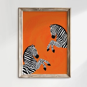 Zebra Print, Printable Zebra Poster Animal Illustration Print, Orange ...