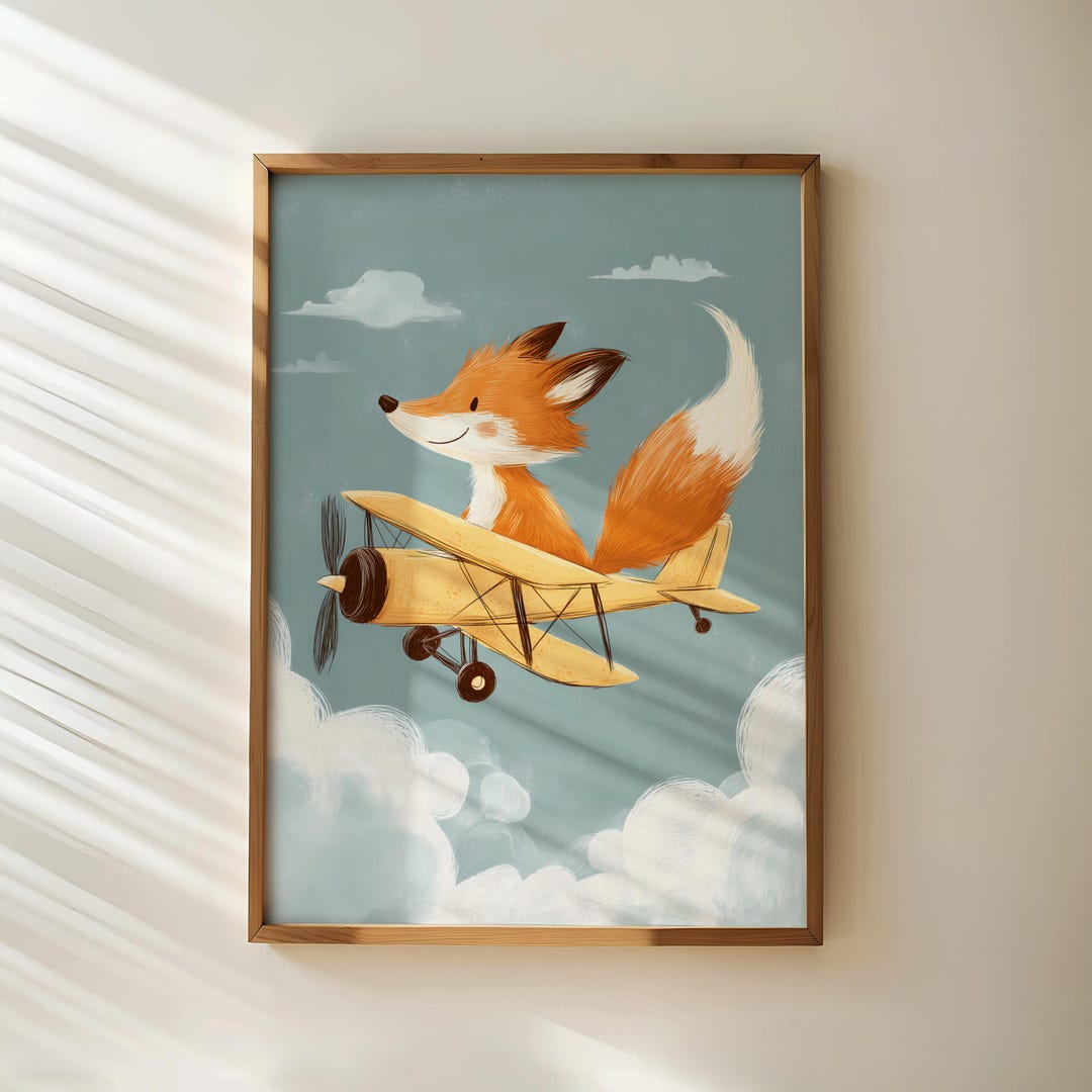 Fox Airplane Nursery Print – Kids Room Wall Art (digital Download) - Etsy