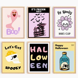 Pastel Halloween Decor Set of 20 Prints , Cute Halloween Art Modern ...
