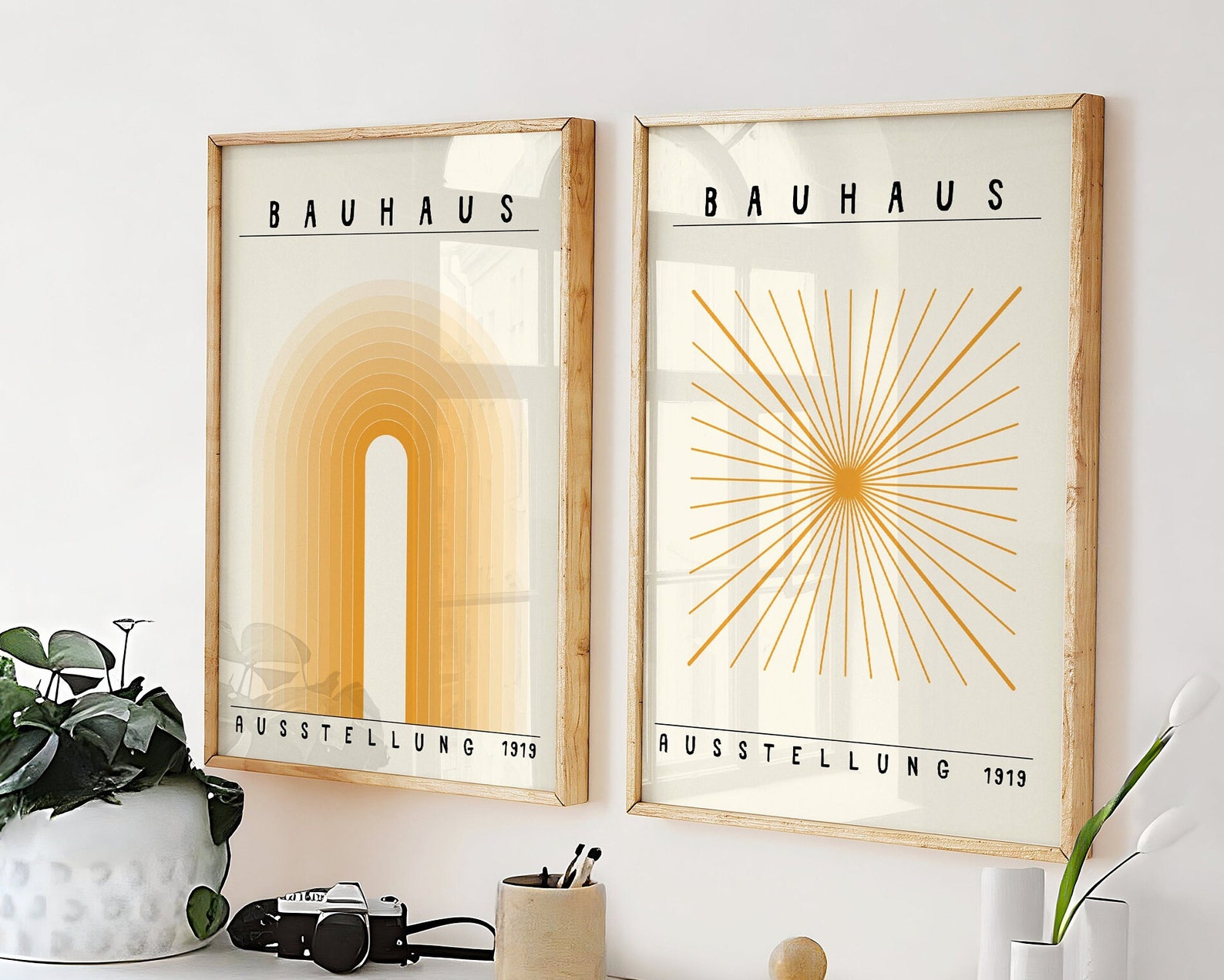 Bauhaus Printable Poster Set of 2 Mid Century Modern Print - Etsy