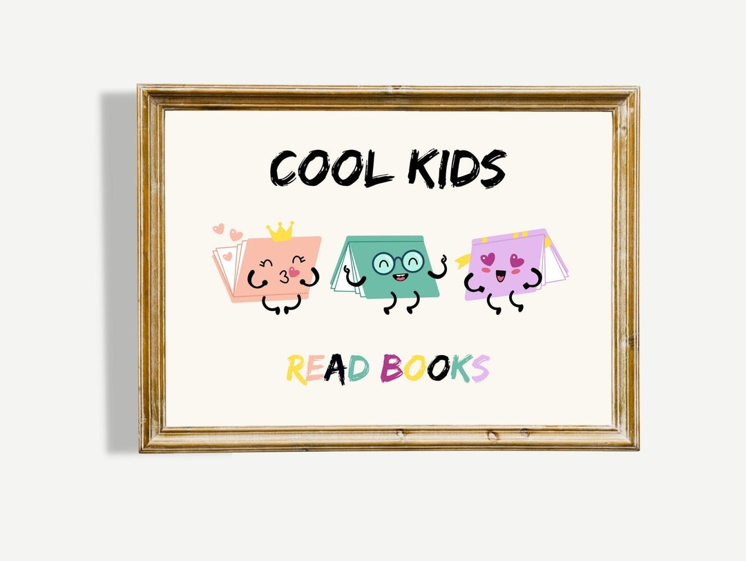 Cool Kids Read Books Printable, Kids Reading Book,library Children’s ...