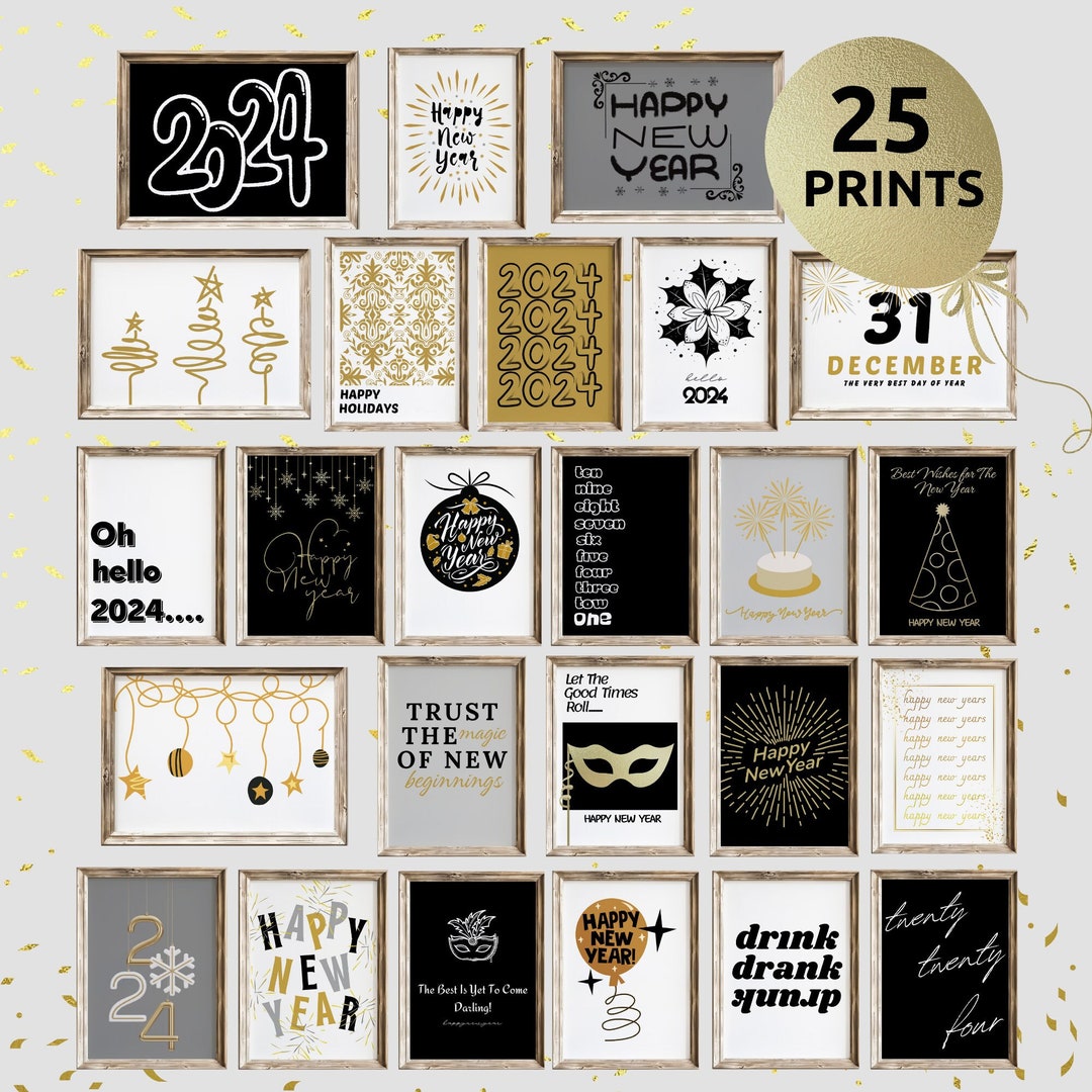 Happy New Years Eve Printables25 Prints Printsnew Year 2024 - Etsy
