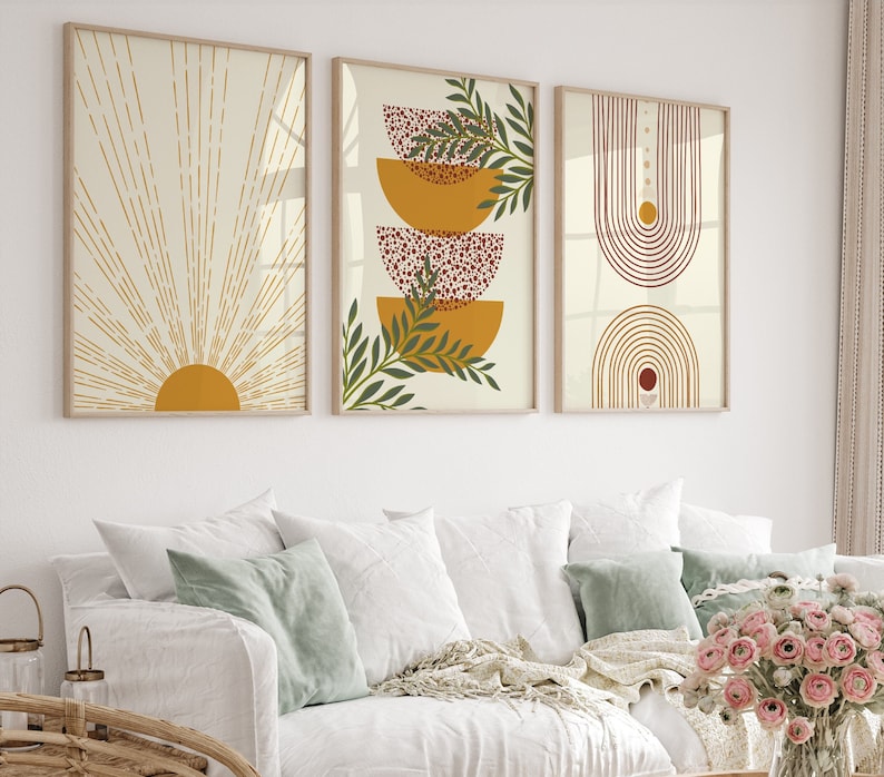 Boho Wall Art Prints: Neutral Modern Set of 3 (digital Download) - Etsy