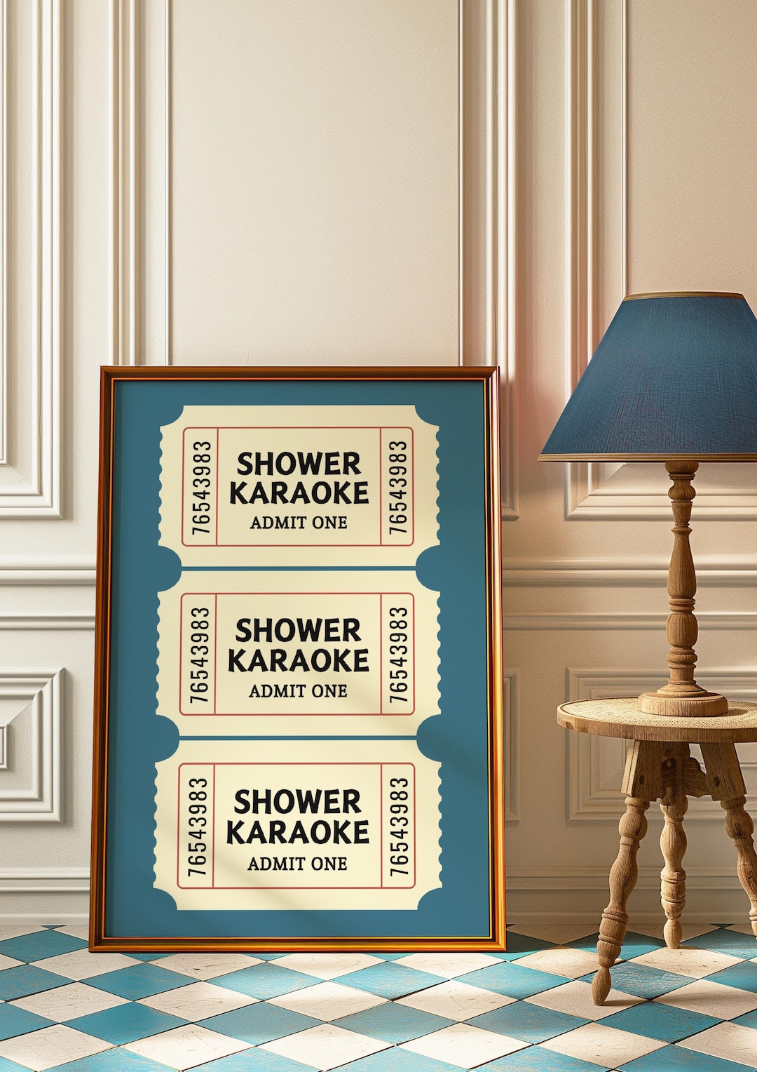 Shower Karaoke Ticket Poster: Retro Bathroom Art (digital Download) - Etsy