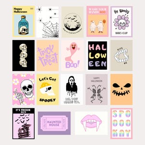 Pastel Halloween Decor Set of 20 Prints , Cute Halloween Art Modern ...