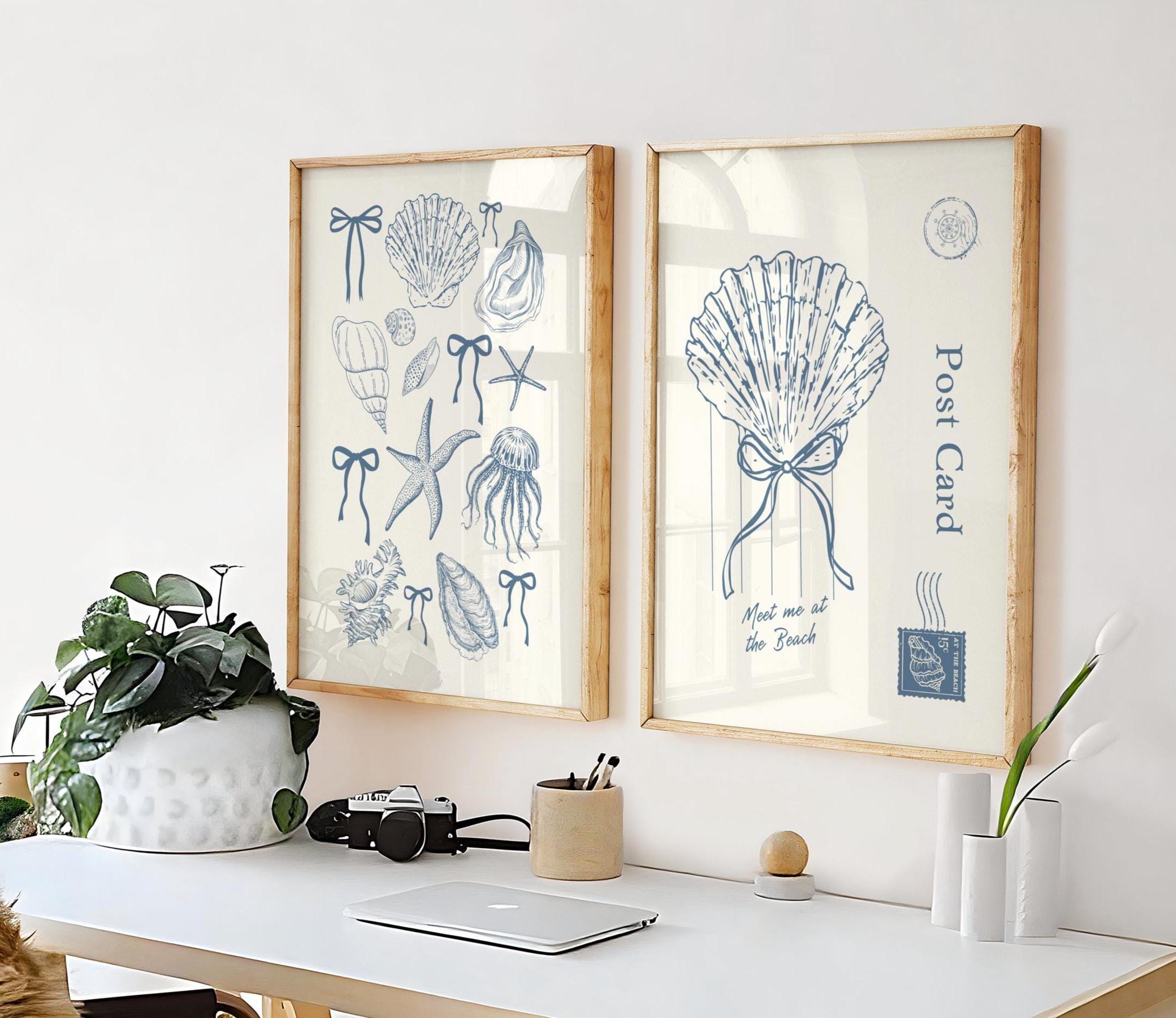 Seashells Coastal Art Print: Preppy Beach House Decor (digital Download ...