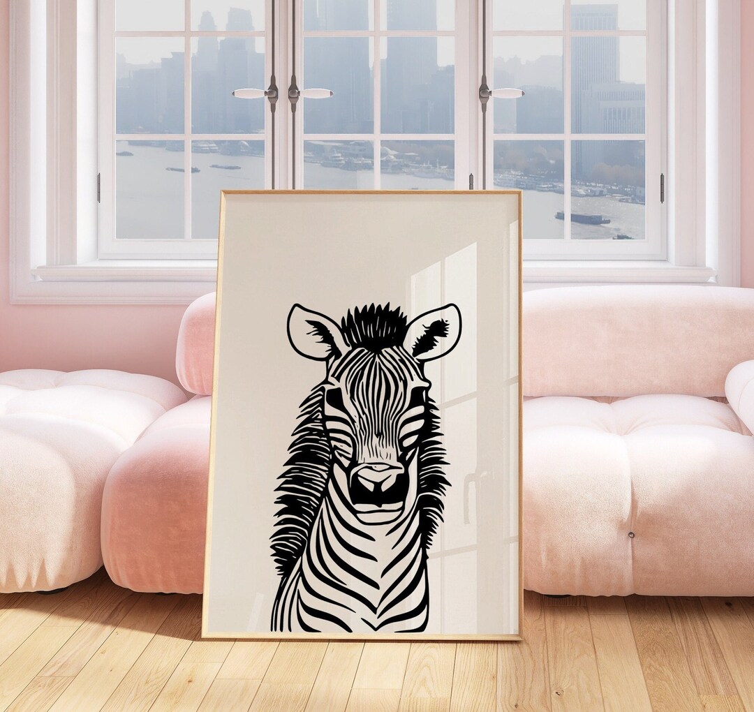 Zebra Print,printable Zebra Poster Animal Illustration Print, White ...