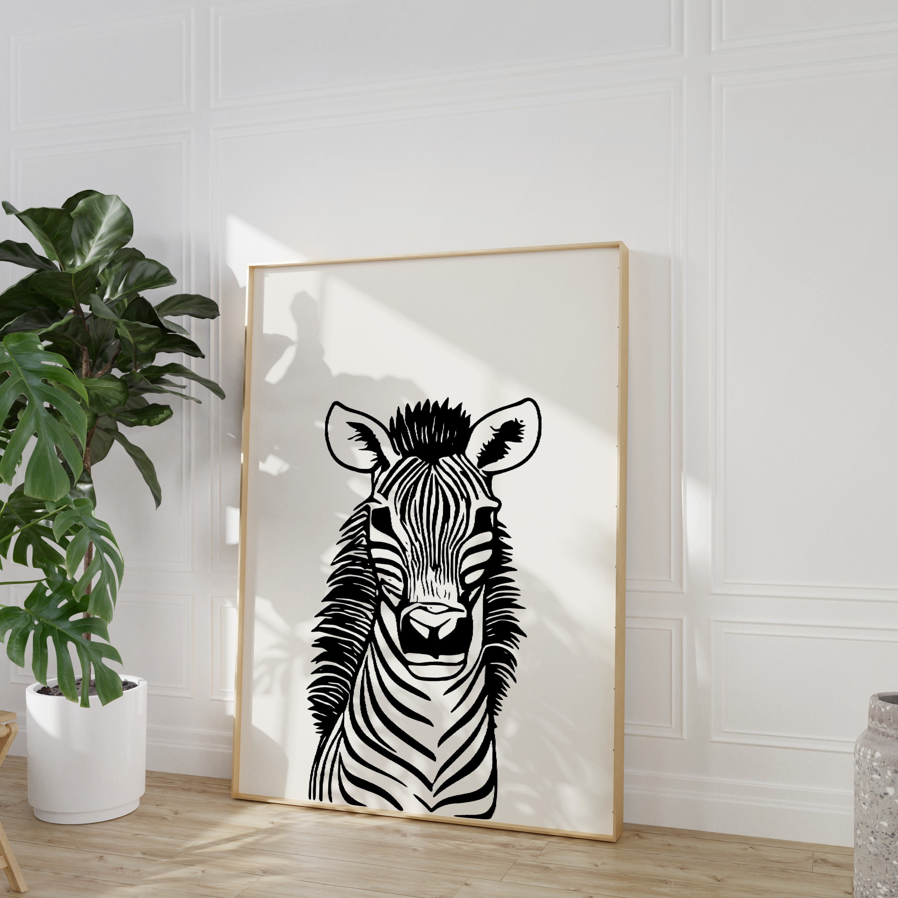 Zebra Print Printable Zebra Poster Animal Illustration Print, White ...