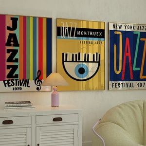Jazz Festival Printable Wall Art Set of 8, Modern Art Print, Music Wall ...