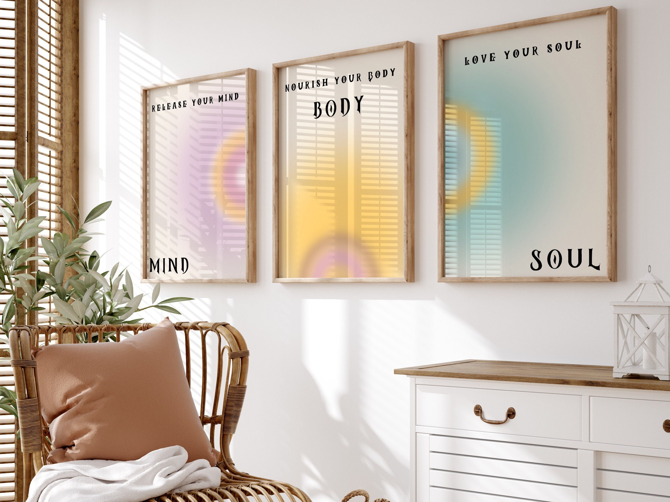 Positive Aura Posters Set of 3 Gradient Print Spiritual Art - Etsy