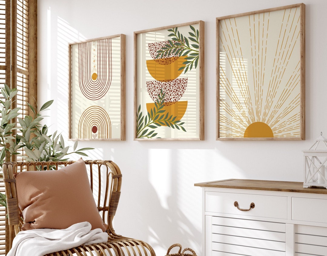 Boho Wall Art Prints: Neutral Modern Set of 3 (digital Download) - Etsy