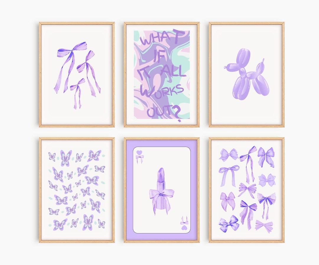 Lilac Preppy Wall Art Set: Girly Coquette Decor (digital Download) - Etsy