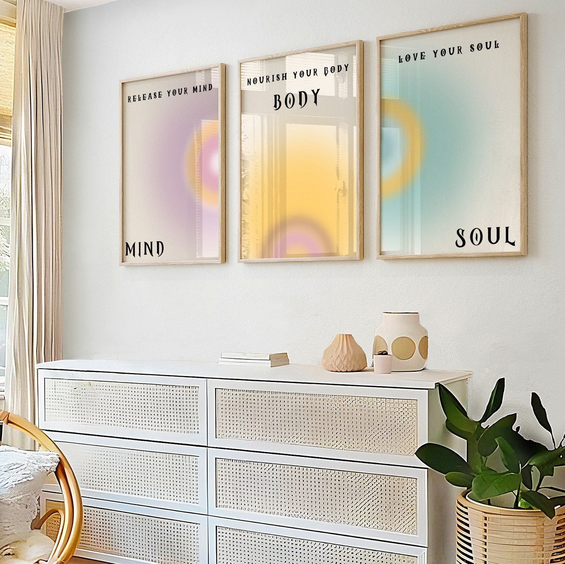 Positive Aura Posters Set of 3 Gradient Print Spiritual Art - Etsy