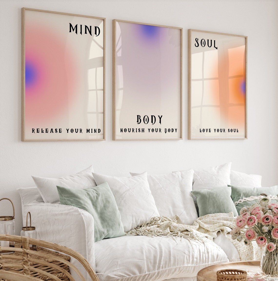 Positive Aura Posters Set of 3 Gradient Print Spiritual Art - Etsy
