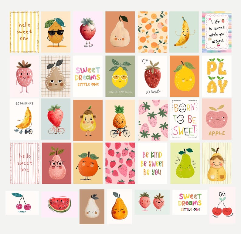 Fruit Nursery Wall Art Prints, Playroom Decor (digital Download) - Etsy